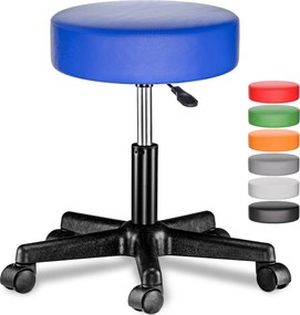 Pojízdná stolička umělá kůže modrý 360° otočný