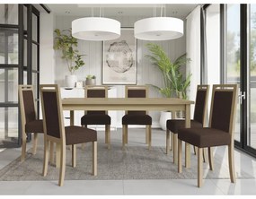 Rozkládací jídelní stůl se 6 židlemi AL03, Barva dřeva: ořech-L, Potah: Zetta 300
