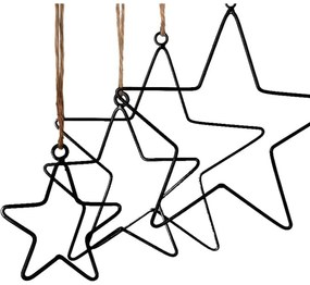 Závěsná vánoční dekorace BLACK STARS, sada 4 ks