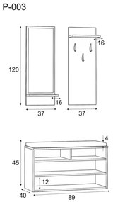 Předsíň P-003 Barva: dub votan
