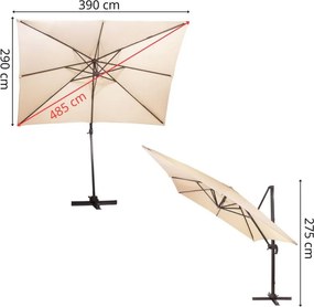 Zahradní slunečník 290x390 cm, béžový SPRINGOS MALTA GU0049