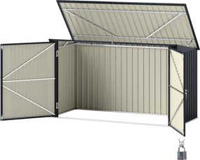 Outsunny Kryt na venkovní odpadkový koš pro 3 kontejnery 240L, 233x105 cm kontejner na odpadky s 2 dveřmi a zámky, 2,3 m² zahradní shed, box na odpadk