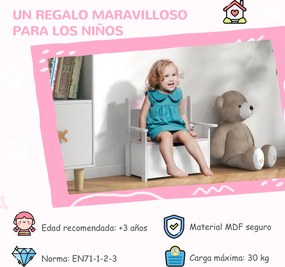 AIYAPLAY dětský sedací box s úložným prostorem, opěradlem a funkcí Soft-Close, 68,5×34×58 cm, Růžová/Bílá