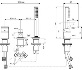 Ideal Standard Extra - Vanová baterie 3-otvorová, kartáčovaná zlatá BD517A2