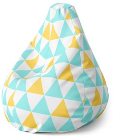 Sablio Sedací vak Pear Dvoubarevné trojúhelníky - 70 x 70 x 95 cm