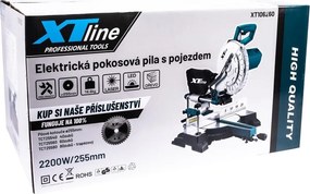 Pokosová pila s pojezdem a laserem XTline XT106260, 2200 W, 255 mm