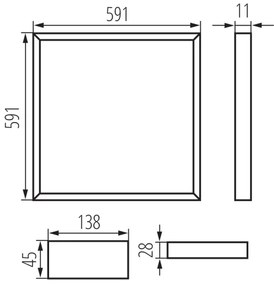 Kanlux 26779 - LED Podhledový rám AVAR LED/32W/230V 3000/4000/6500K 59x59 cm