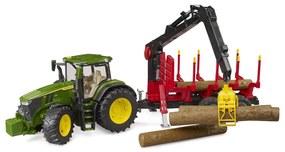 Bruder Traktor John Deere 7R 350 se zadním přívěsem a 4 kládami