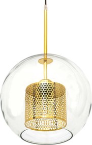 Toolight - závěsná skleněná lampa APP556-1CP 30cm, zlatá, OSW-08749