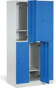 Šatní skříňka S1 s úložnými boxy, 6 boxů, 1850 x 900 x 500 mm, demont, RFID zámek, tmavě šedé dveře