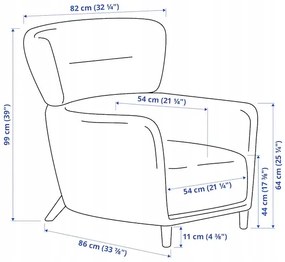 IKEA OSKARSHAMN Křeslo ušák Tonerud červené