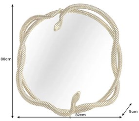 Massive home | Nástěnné zrcadlo SNAKE XL 85cm zlaté s ozdobným prvkem ve tvaru hada