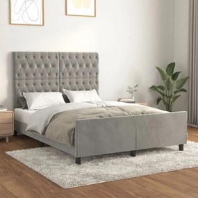 Rám postele bez matrace světle šedý 140 x 200 cm samet 3125940