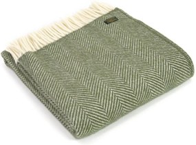 Vlněná deka Fishbone Olive 183 x 150 cm Tweedmill