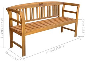 Zahradní lavice s poduškou 157 cm masivní akáciové dřevo,  3064287