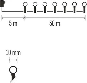 EMOS LED venkovní řetěz - kuličky 30m, multicolor, časovač D5AM24