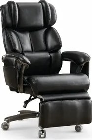 Aosom Kancelářské křeslo s masážní a vyhřívací funkcí, ergonomická kancelářská židle s umělou kůží, vysouvací opěrka nohou, nastavitelná opěradlo, 85…