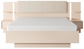 Manželská postel 160 cm s nočními stolky Danton K (s úložným prostorem) (bez matrace a roštu) (béžová). 1071334