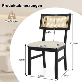 Costway Jídelní židle 2 sada kuchyňských židlí s čalouněným sedákem s nohami