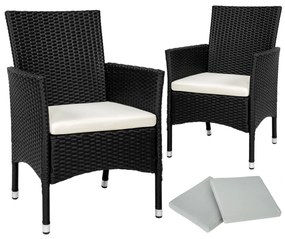 tectake 404549 2 zahradní židle ratanové vč. 4 povlaků - černá/béžová