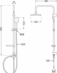 Mexen Sven sprchová sada s horní a ruční sprchou, chromová, 78262-00