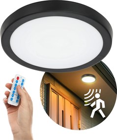 stropní svítidlo Led 18W s pohybovým senzorem Cct IP65 Černá dálkový ovladač