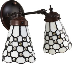 Nástěnná lampa Tiffany s bílými stínidly Panne - 30*23*23 cm E14/max 2*25W