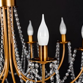 Toolight - Křišťálový lustr Glamour APP765, zlatá, OSW-08485