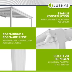 Juskys Hliníkové zastřešení terasy Borneo Barva: Bílá, Velikost: 6 × 3 m