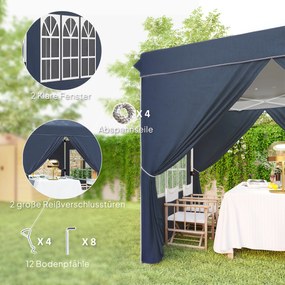Outsunny altán 2,5x2,5 m, vodoodpudivý stabilní zimní pop-up skládací altán, UV ochrana 50+, skládací párty stan zahradní stan se 4 bočními panely ta…