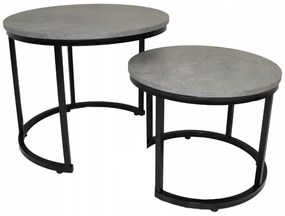 Set 2 konferenčních stolků / 60 x 41 cm a 50 x 36 cm / nosnost 60 kg / beton/černá