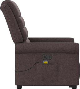 Zvedací masážní polohovací křeslo tmavě hnědé textil 3303329