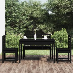 vidaXL 4dílný zahradní jídelní set černý masivní borové dřevo [3154698] Barva: Černá borovice