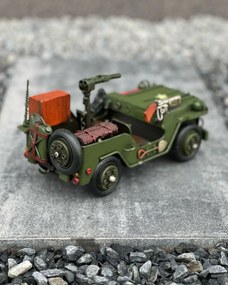 Plechový model - Armádní Jeep se zbraní