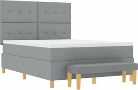 Postel s boxspringem s čelo Světle šedá 200 x 140 cm textil 3344303