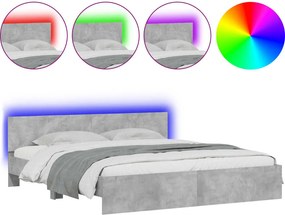 Rám postele s čelem a LED osvětlením betonově šedý 200 x 200 cm 3207584