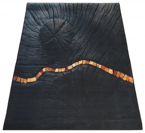 Jednoduchý černý koberec se zajímavým detailem Šířka: 160 cm | Délka: 220 cm