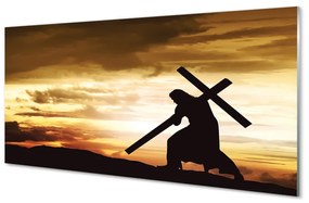 Obraz na skle Jesus cross západ slunce 100x50 cm