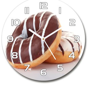 Wallmuralia Skleněné hodiny kulaté Zákusky s čokoládou fi 30 cm