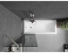 Mexen Next, 1-křídlová vanová zástěna 60 x 150 cm, 6mm šedé sklo, ocelová, 895-060-000-00-40-97