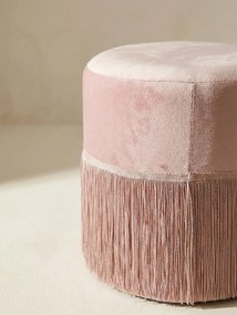 Sinsay - Puf s ozdobnými třásněmi - pastelová růžová