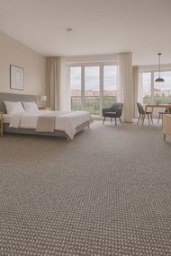 Spoltex, Metrážový koberec Texas 23 šedobéžový, na míru, šíře 4m, šedá, filc, chodba / předsíň