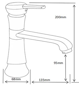 Mexen Rose - umyvadlová baterie, Černá,73300-70