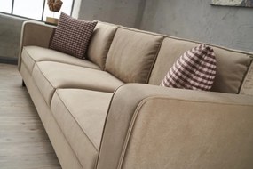Hanah Home Sametová pohovka KALE krémová 222 cm 825BLC2726