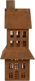 Rezavý svícen ve tvaru domku Rustic Charm - 16*10*31 cm