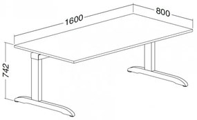 Stůl ProOffice C 160 x 80 cm