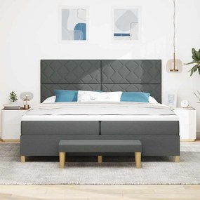 Postel s boxspringem s čelo Tmavě šedá 200 x 200 cm textil 3344402