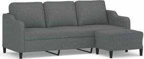 3místná pohovka s podnožkou tmavě šedá 180 cm textil 3201136