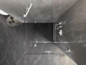 Mexen Lunar-F, sklápěcí sprchový kout pravý 90 x 90 cm, 8mm čiré sklo, bílý profil, 836-090-090-20-00-P