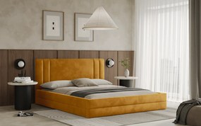 Postel ALCAMO 140x200 zlatá s úložným prostorem